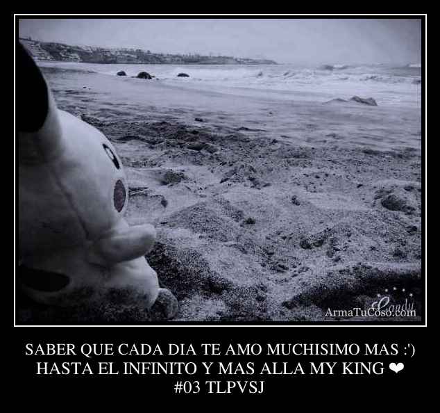 SABER QUE CADA DIA TE AMO MUCHISIMO MAS :')